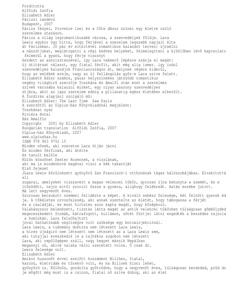 Elizabeth Adler Párizsi Randevú | PDF