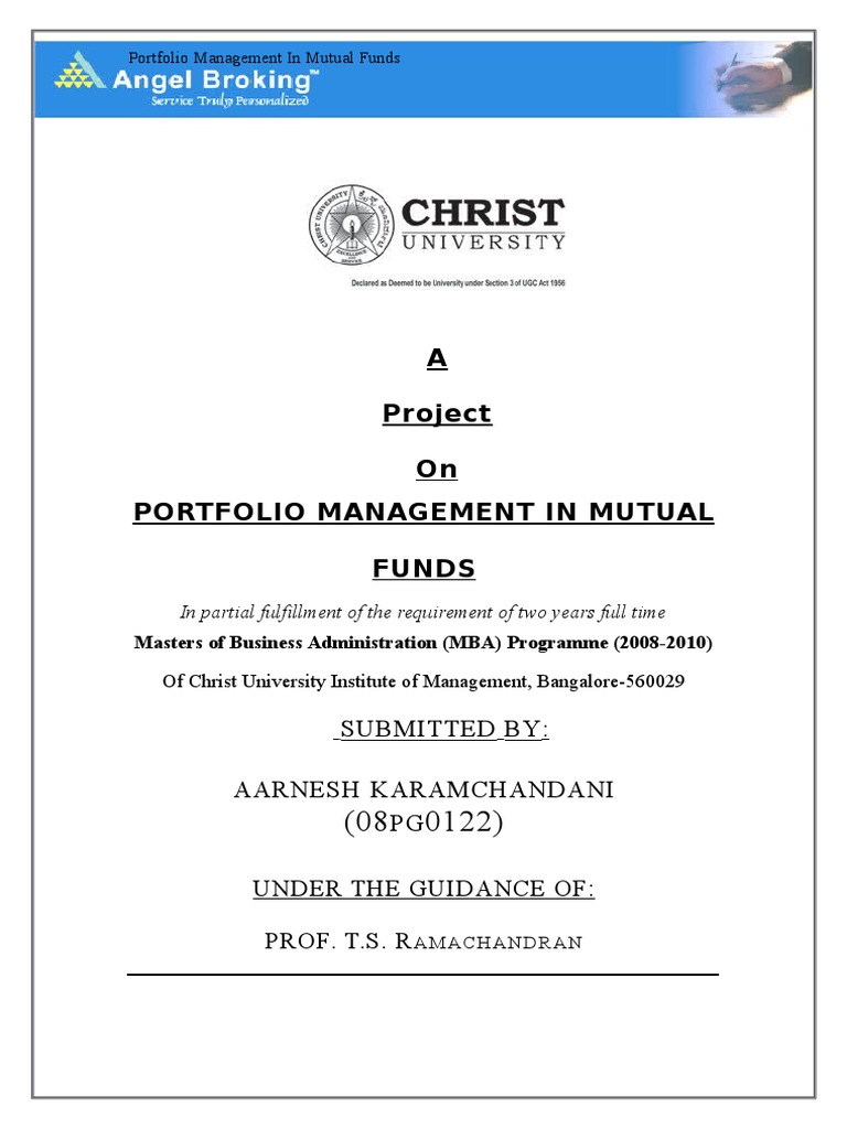 A Project On Portfolio Management in Mutual Funds: Submitted BY Aarnesh ...