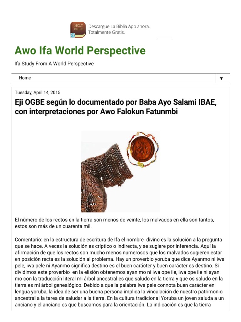 Awo Ifa World Perspective - Eji OGBE | PDF