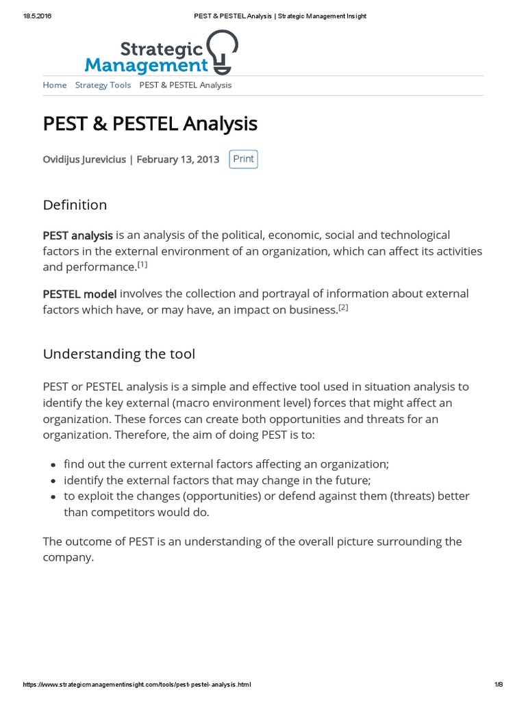 PEST & PESTEL Analysis - Strategic Management Insight | PDF | Strategic ...
