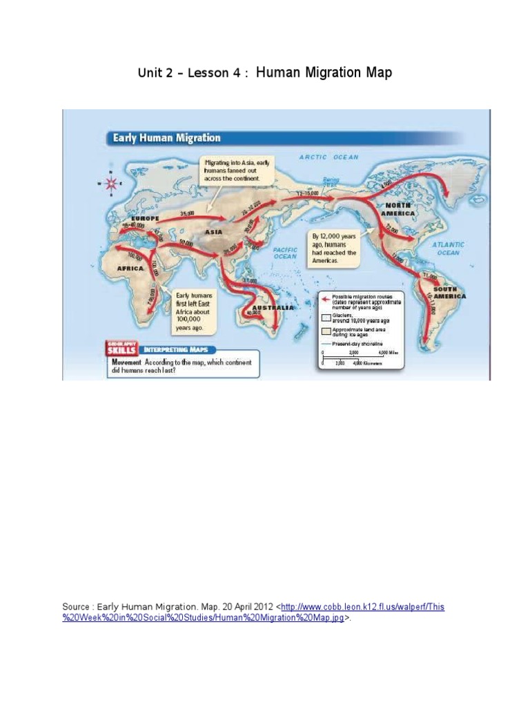 U2 l4 3 Human Migration Map | PDF