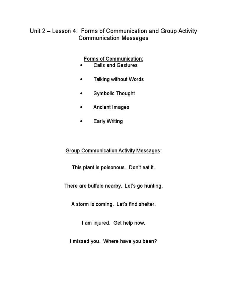 U2 l4 8 Forms of Communication Group Activity | PDF