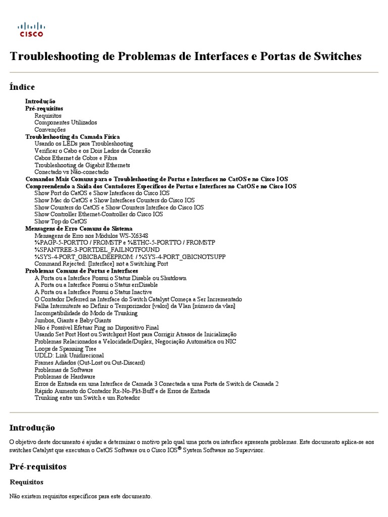 53 - Troubleshooting de Problemas de Interfaces e Portas de Switches ...