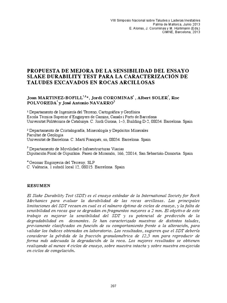 Slake Durabilit Test SDT | PDF | Clima | Aluminio