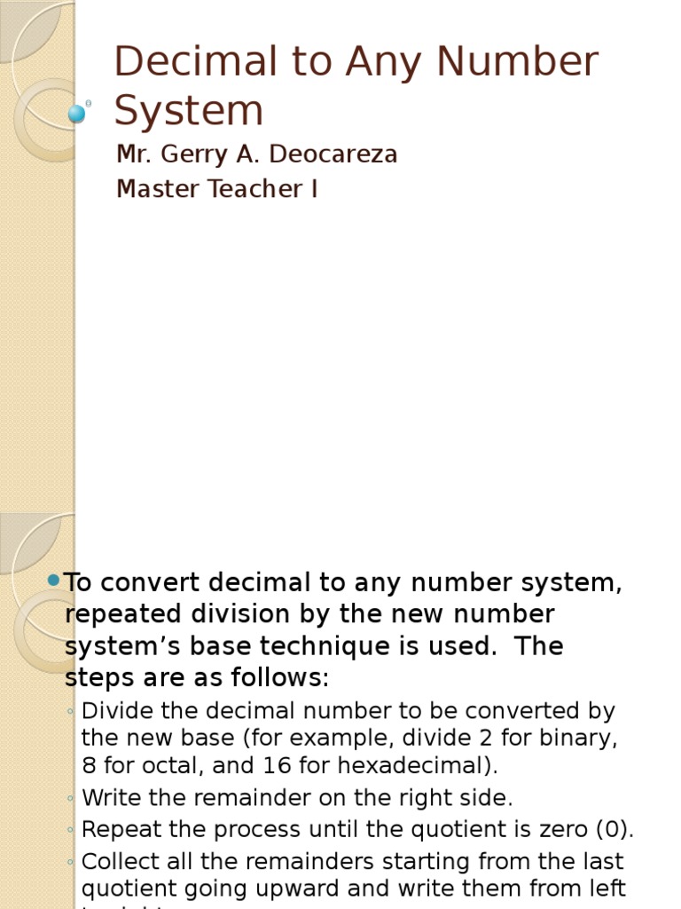 Decimal To Any Number System | PDF