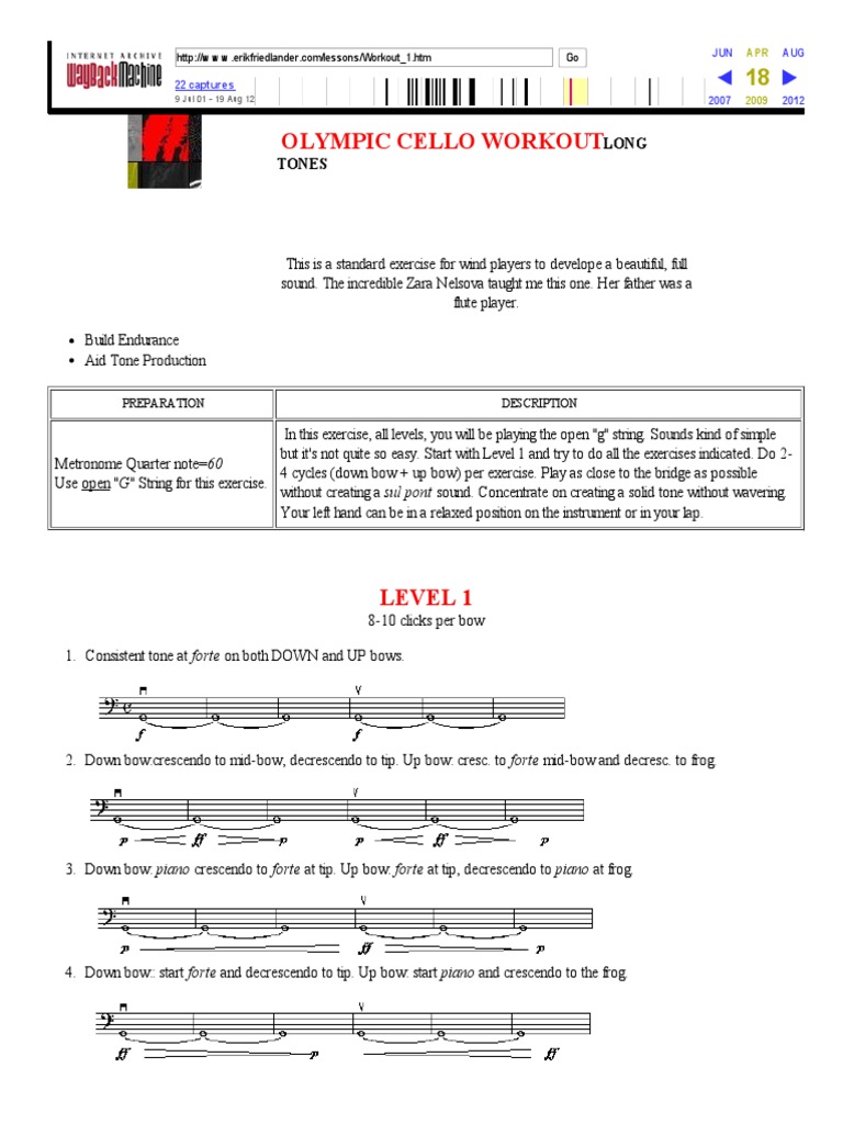 Olympic Cello Workout Lesson 1 | PDF