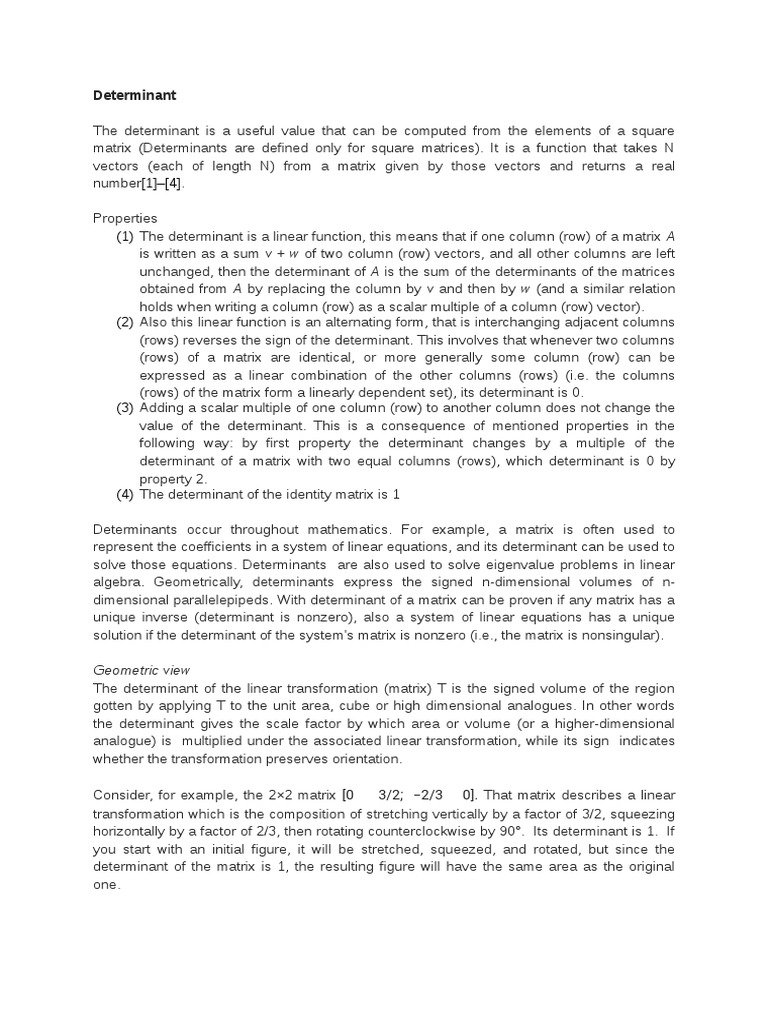 Determinant: Geometric View | PDF | Determinant | Matrix (Mathematics)