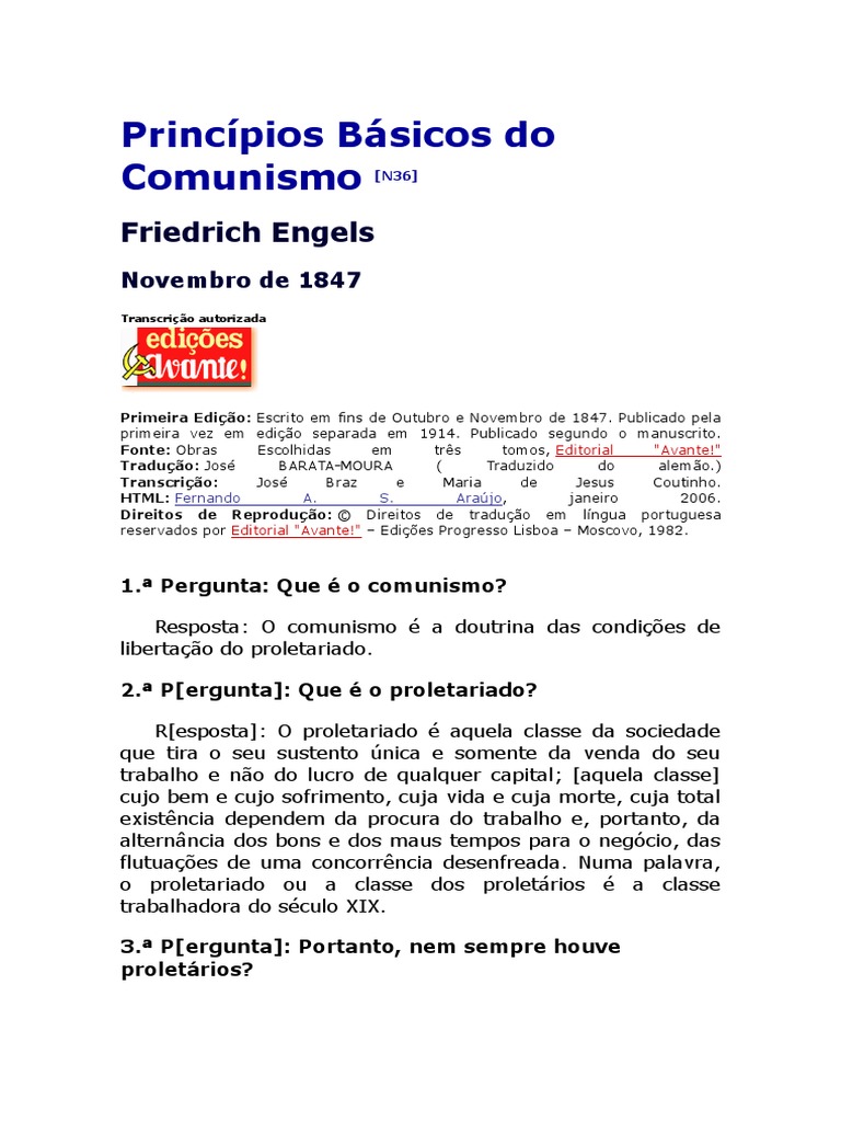 Princípios Básicos Do Comunismo - Friedrich Engels | PDF | Indústrias ... Princípios Básicos Do Comunismo - Friedrich Engels | PDF | Indústrias ...