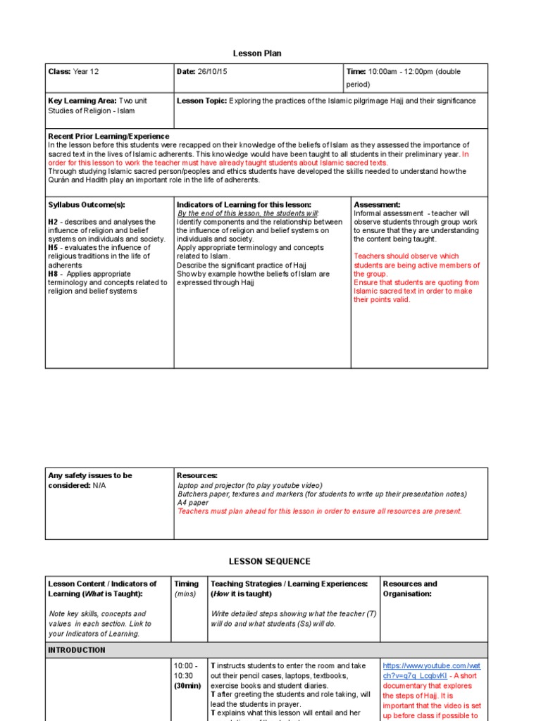 Lessonplan | PDF | Religious Texts | Educational Assessment