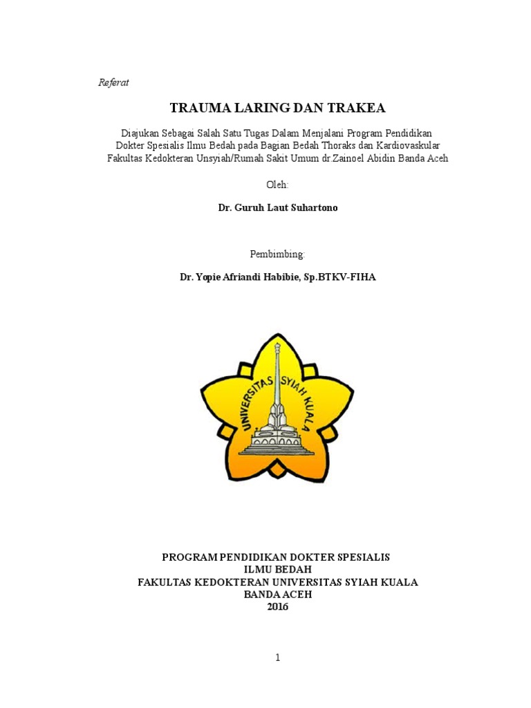 Referat Dr. Guruh Trauma Laring Dan Trachea | PDF