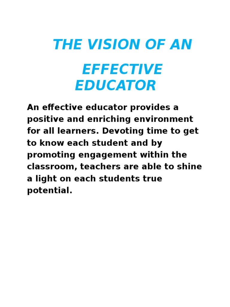 Vision of An Effective Educator | PDF | Career & Growth | Self-Improvement