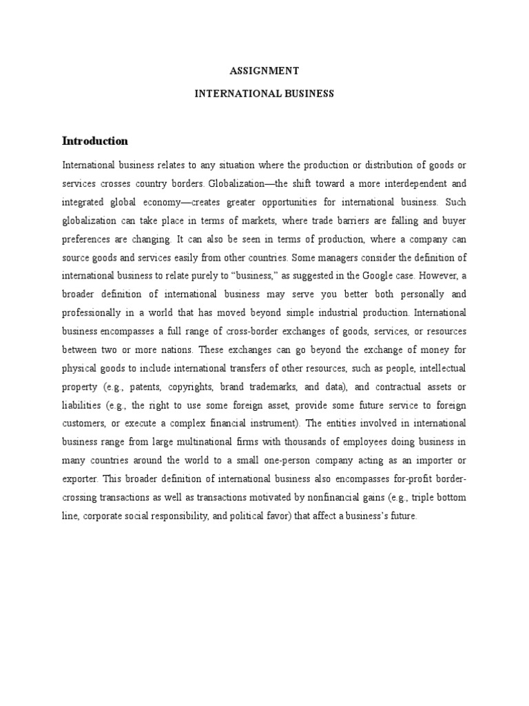 ASSIGNMENT Globalization (International Business) | PDF | Strategic ...