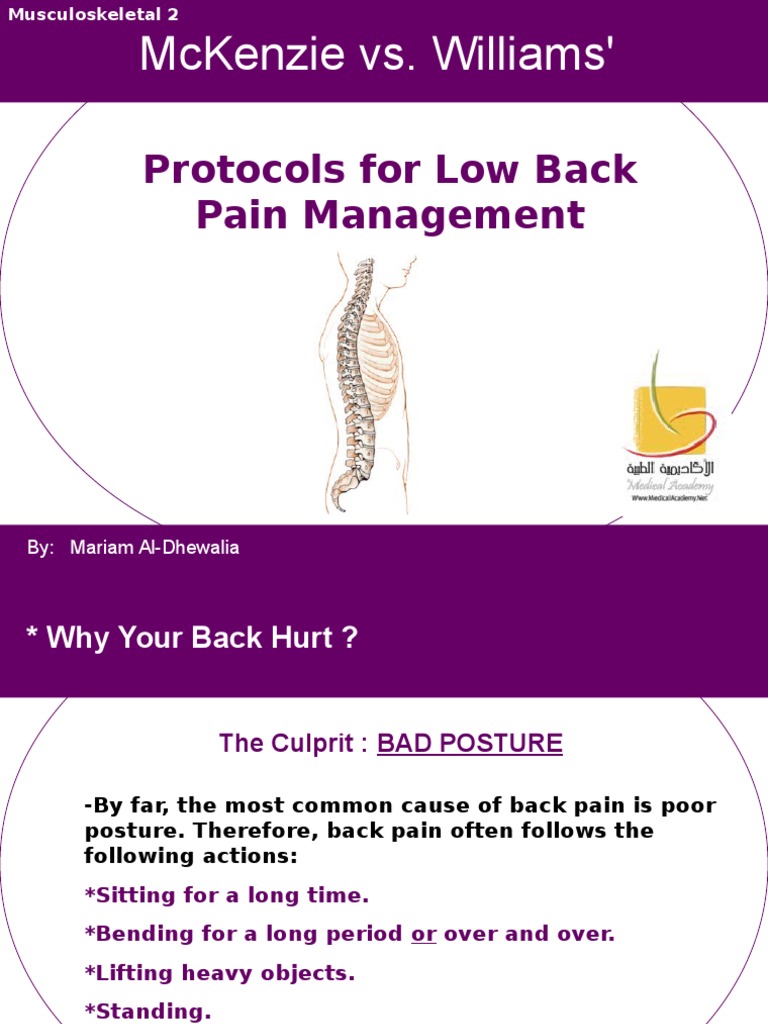 Mckenzie vs. Williams': Protocols For Low Back Pain Management | PDF ...