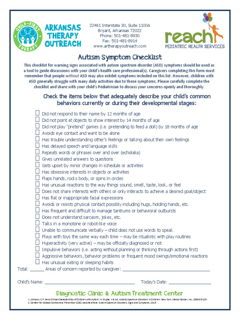 Autism Checklist for Caregivers | PDF | Autism | Spectrum Disorder
