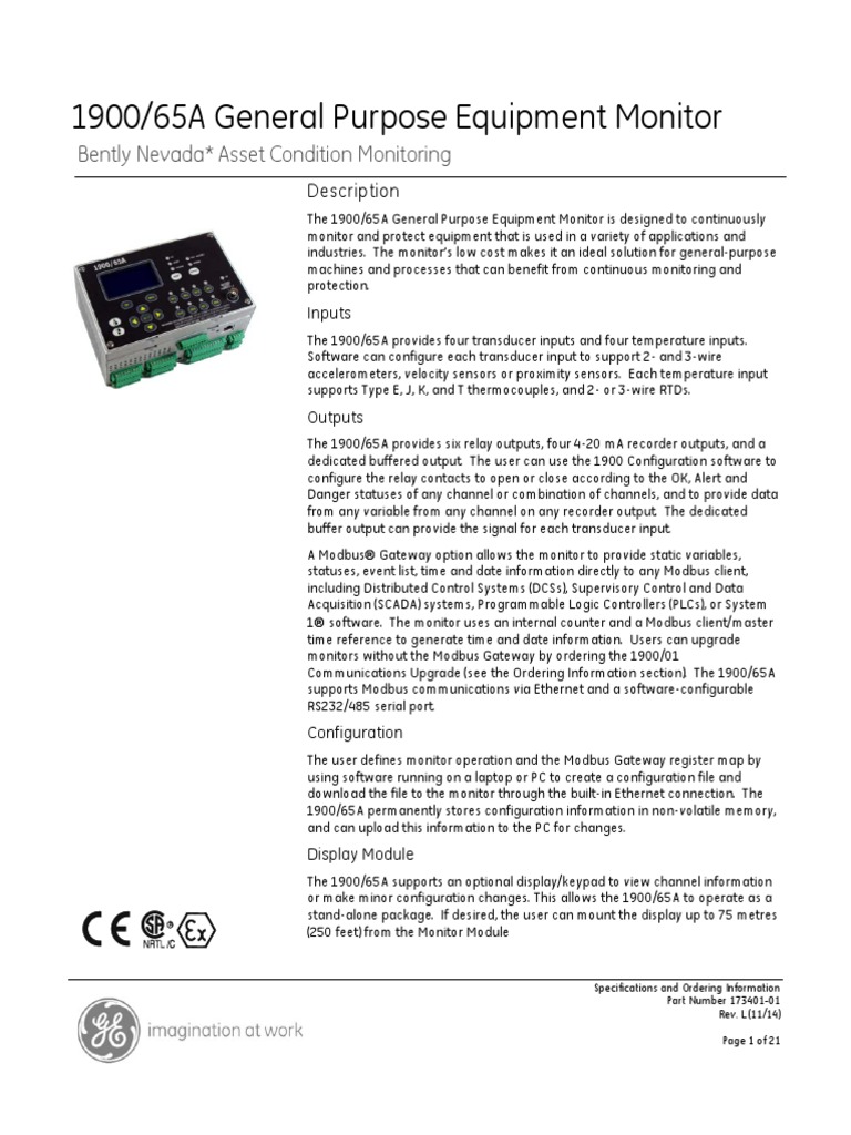 1900 65a General Purpose Equipment Monitor Data Sheet | PDF | Low Pass ...