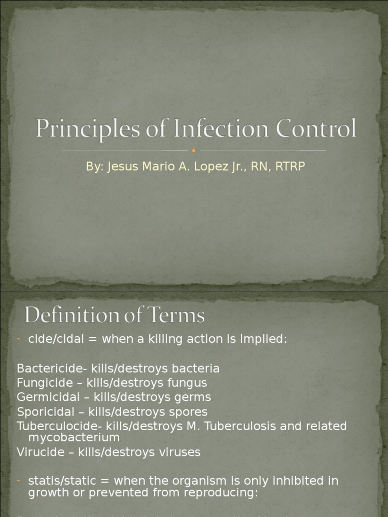 Principles of Infection Control | PDF | Transmission (Medicine) | Infection
