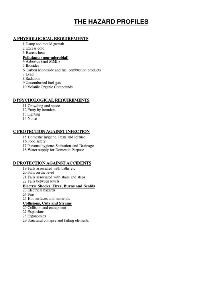 The Hazard Profiles: A Physiological Requirements | PDF | Stairs ...