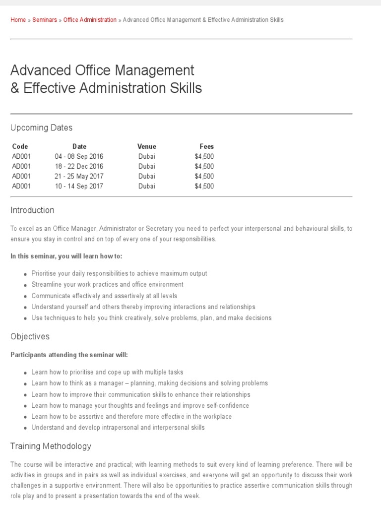 Office Management & Administration Skills Training Course - GLOMACS ...