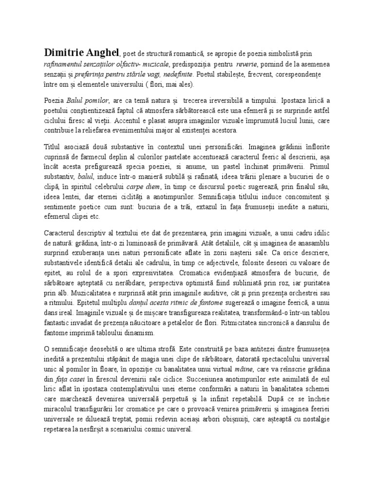 Dimitrie Anghel, Balul Pomilor | PDF