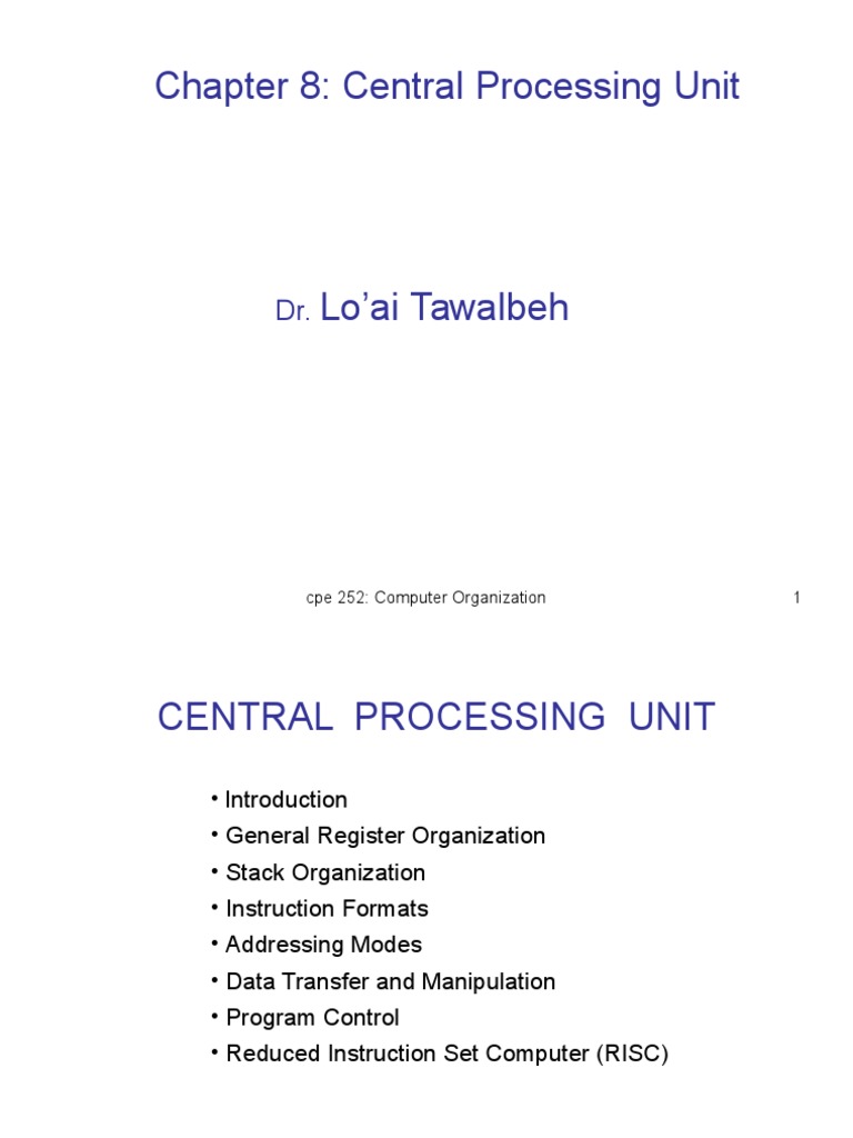Central Processing Unit: Cpe 252: Computer Organization 1 | PDF | Central Processing Unit ...