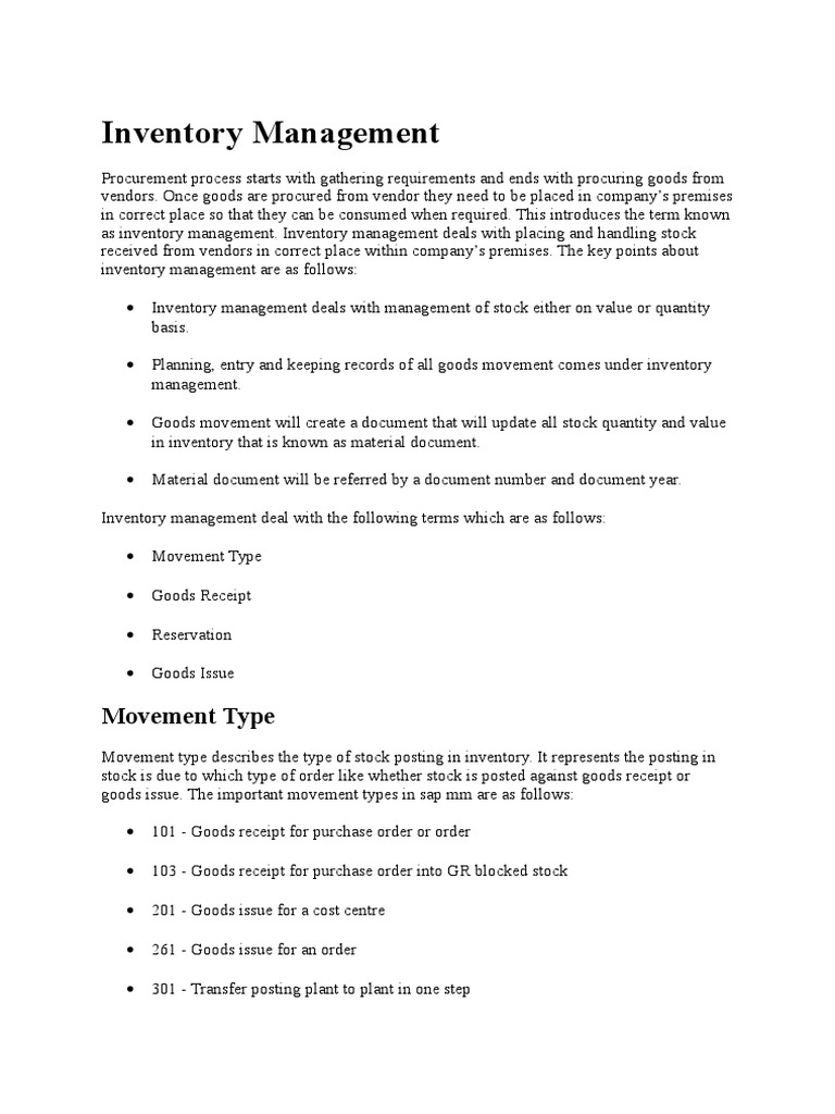 MM Inventory Management | PDF | Warehouse | Inventory