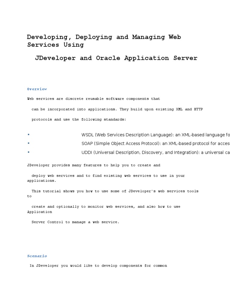 Develop Web Services JDeveloper Oracle | PDF | Web Service | Proxy Server