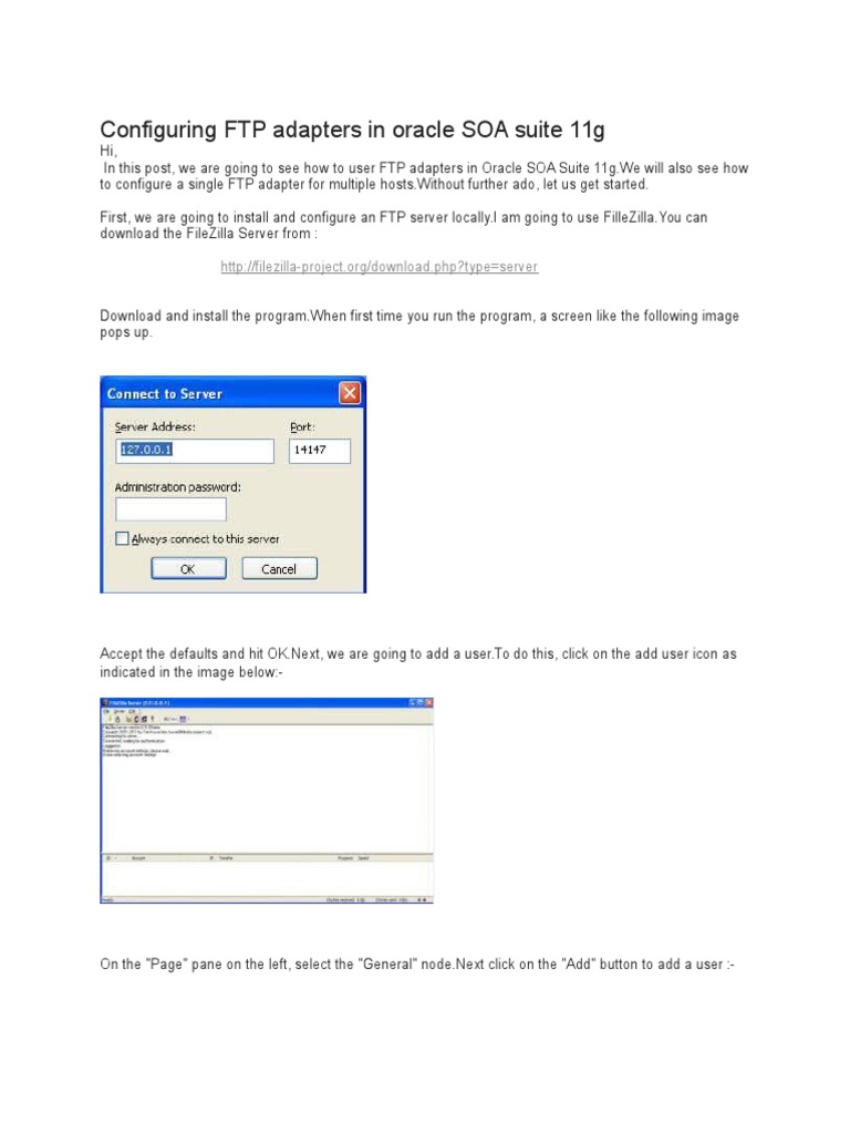 Configuring FTP Adapters in Oracle SOA Suite 11g | PDF | File Transfer Protocol | System Software
