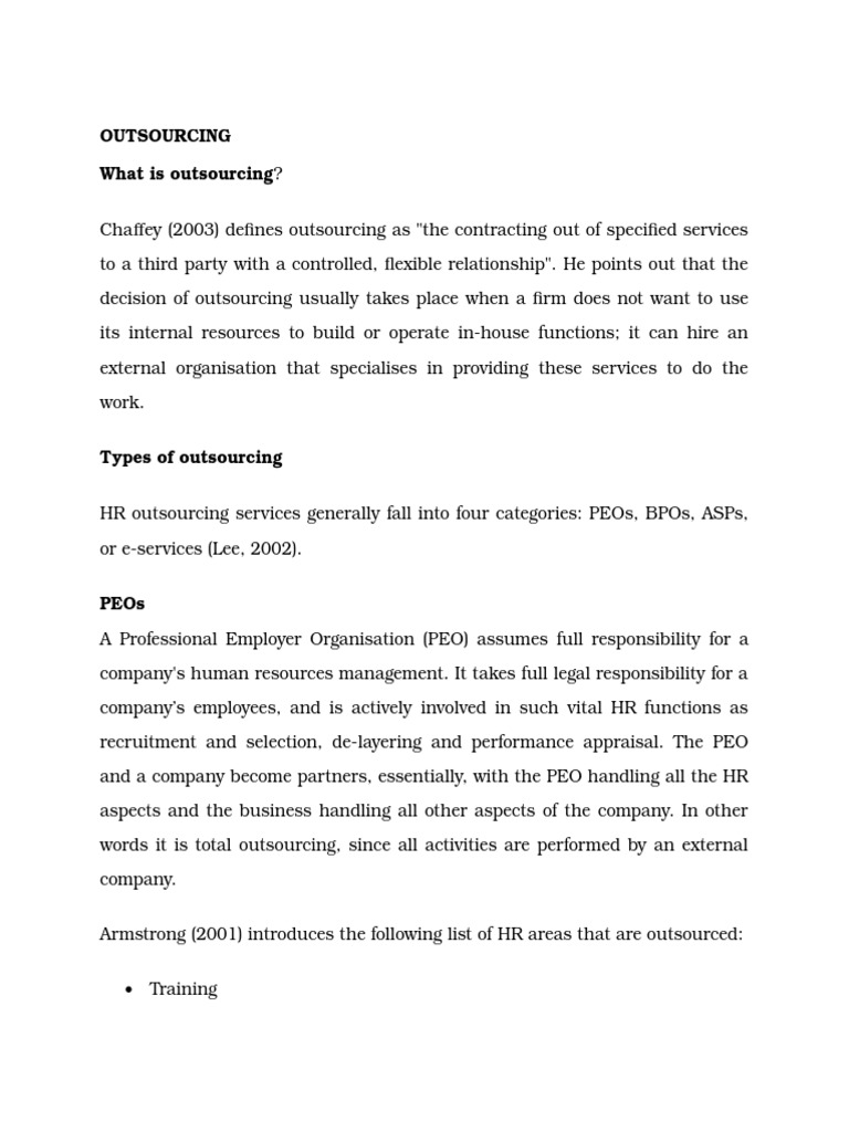 HR Outsourcing | PDF | Outsourcing | Human Resource Management