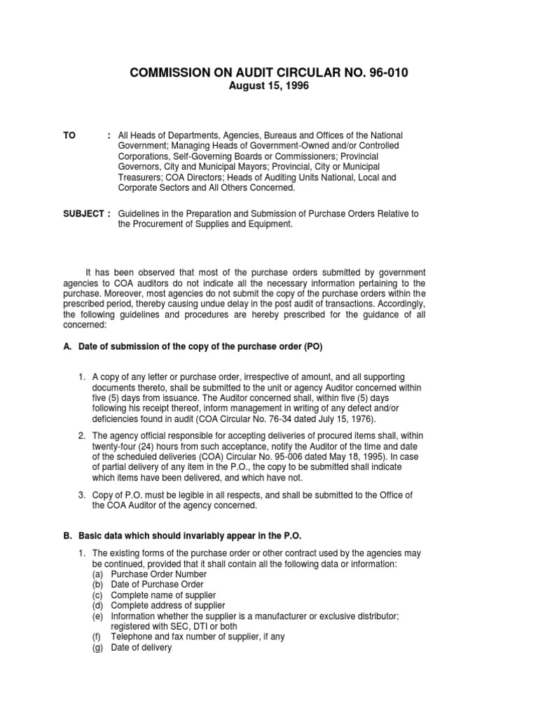 Guidelines for Improving the Preparation and Submission of Purchase ...