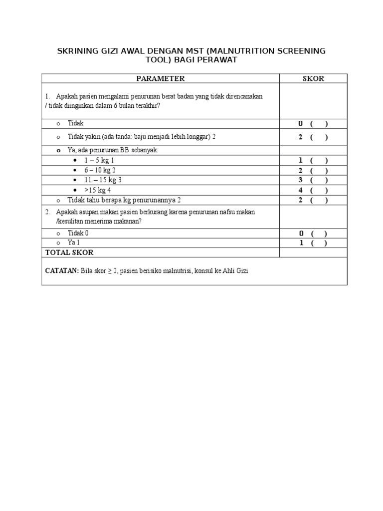 Skrining Gizi Awal Dengan MST | PDF