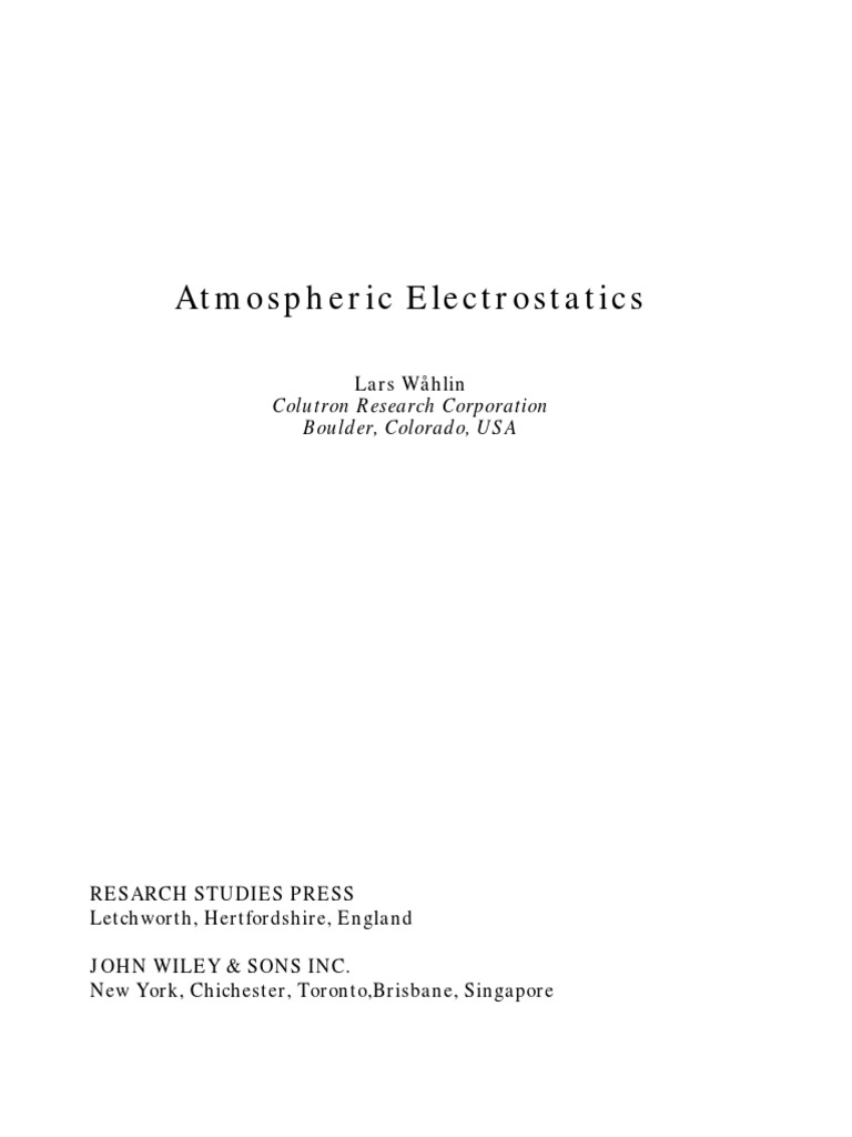 Atmospheric Electrostatics | PDF | Lightning | Atmospheric Electricity