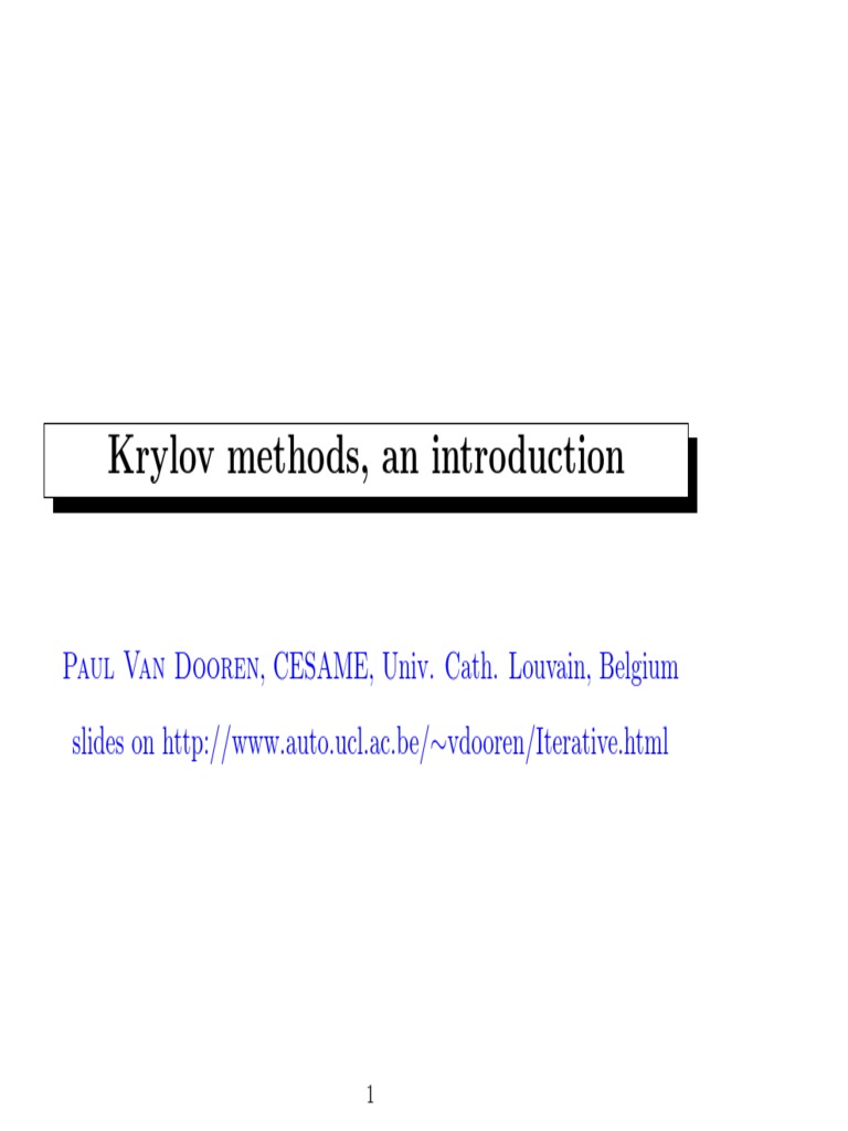 Krylov Methods | PDF | Operator Theory | Theoretical Physics