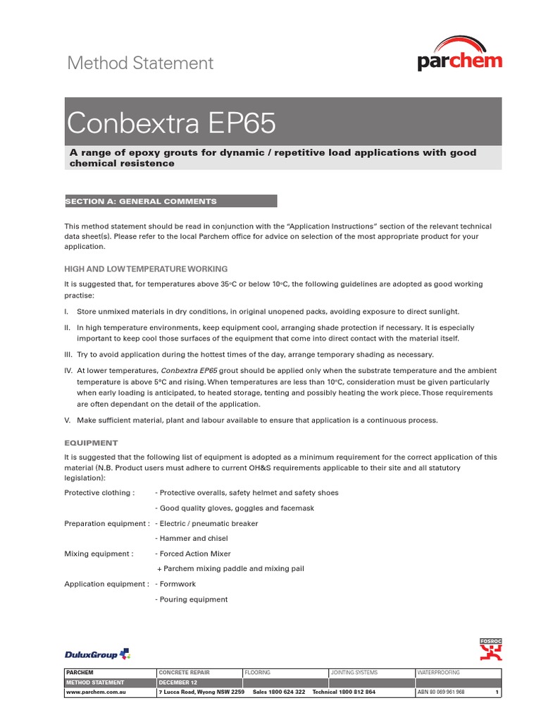 Conbextra EP65 SDS | PDF | Manmade Materials | Concrete