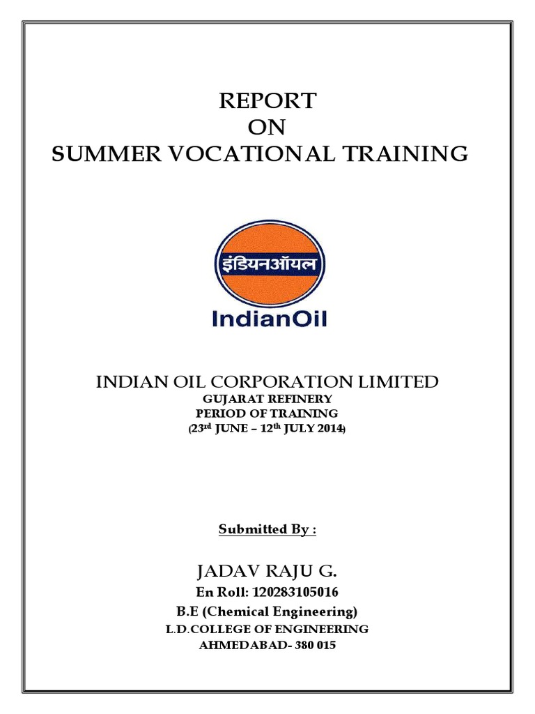 Iocl REPORT - OF - TRAINING PDF | PDF | Chemical Process Engineering | Chemistry