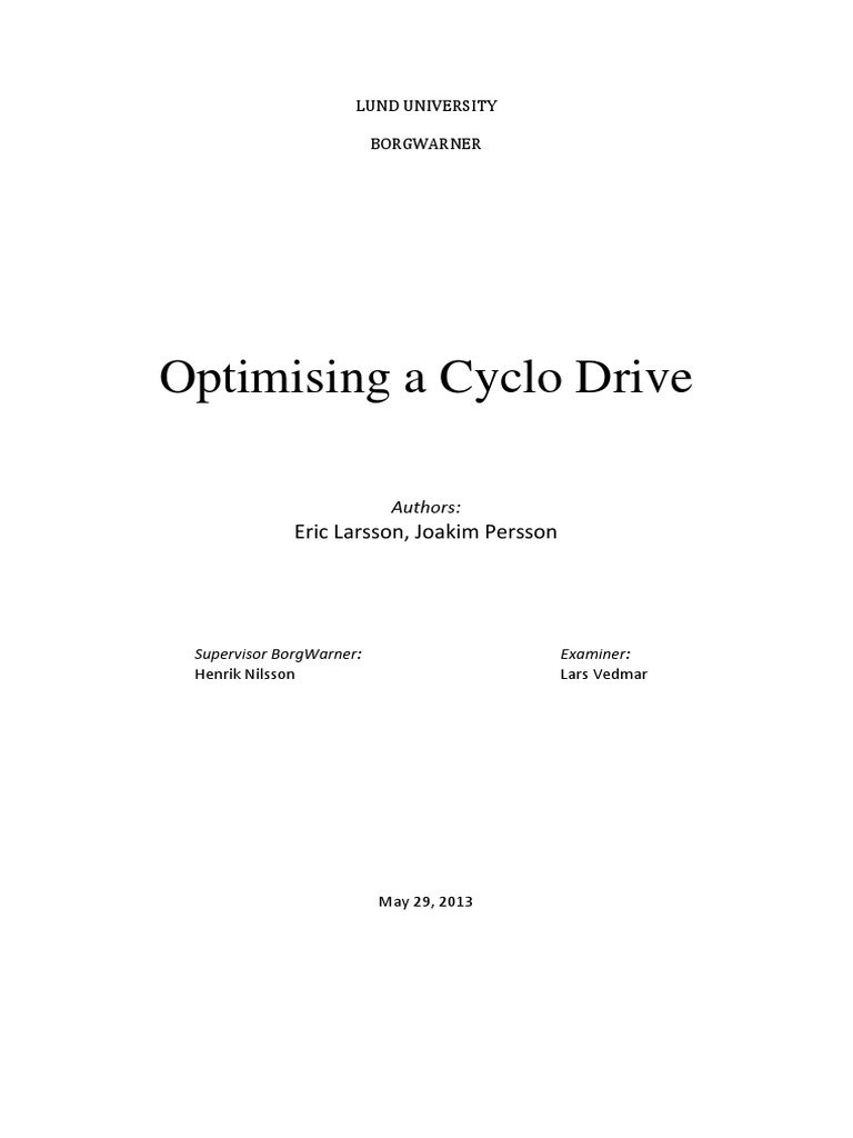 Optimising A Cyclo Drive | PDF | Transmission (Mechanics) | Gear