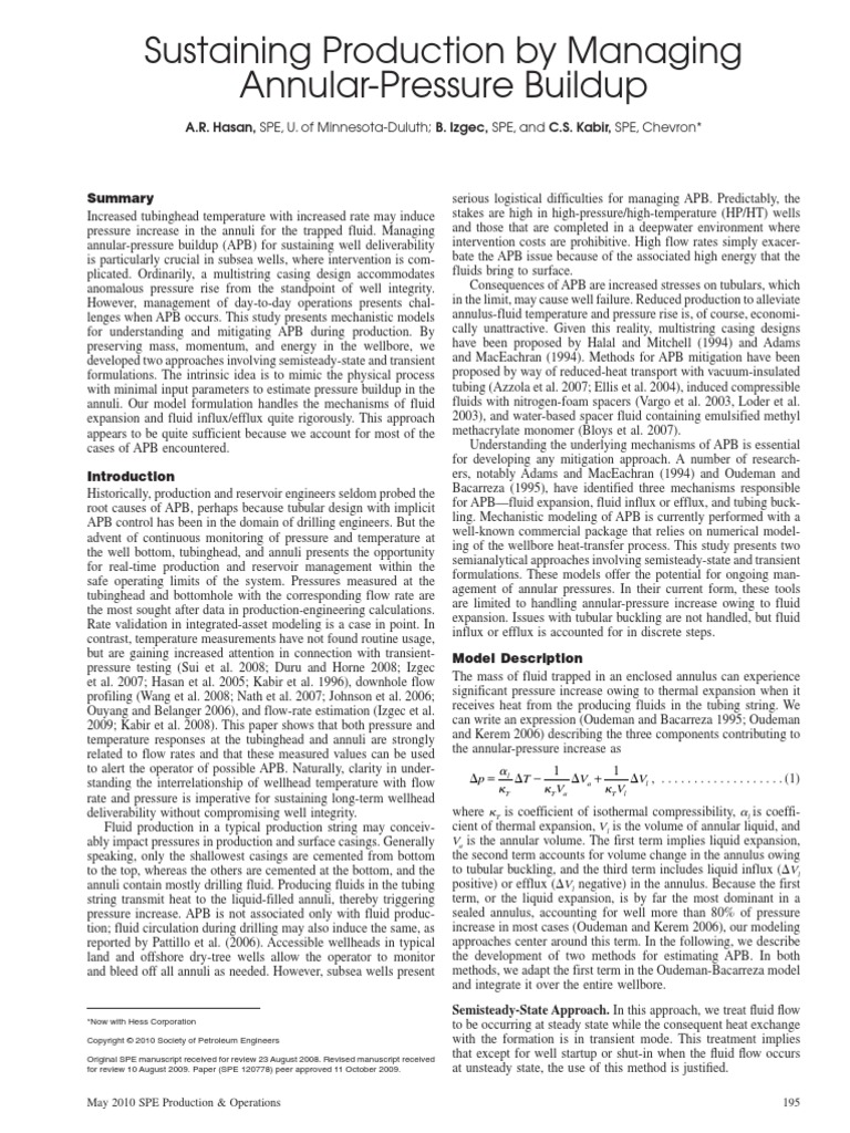 Anullar Pressure Build-Up | PDF | Thermal Expansion | Heat Transfer