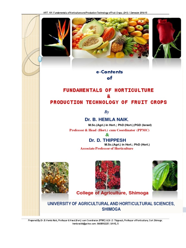Fundamentals of Horticulture and Production Technology of Fruit Crops ...