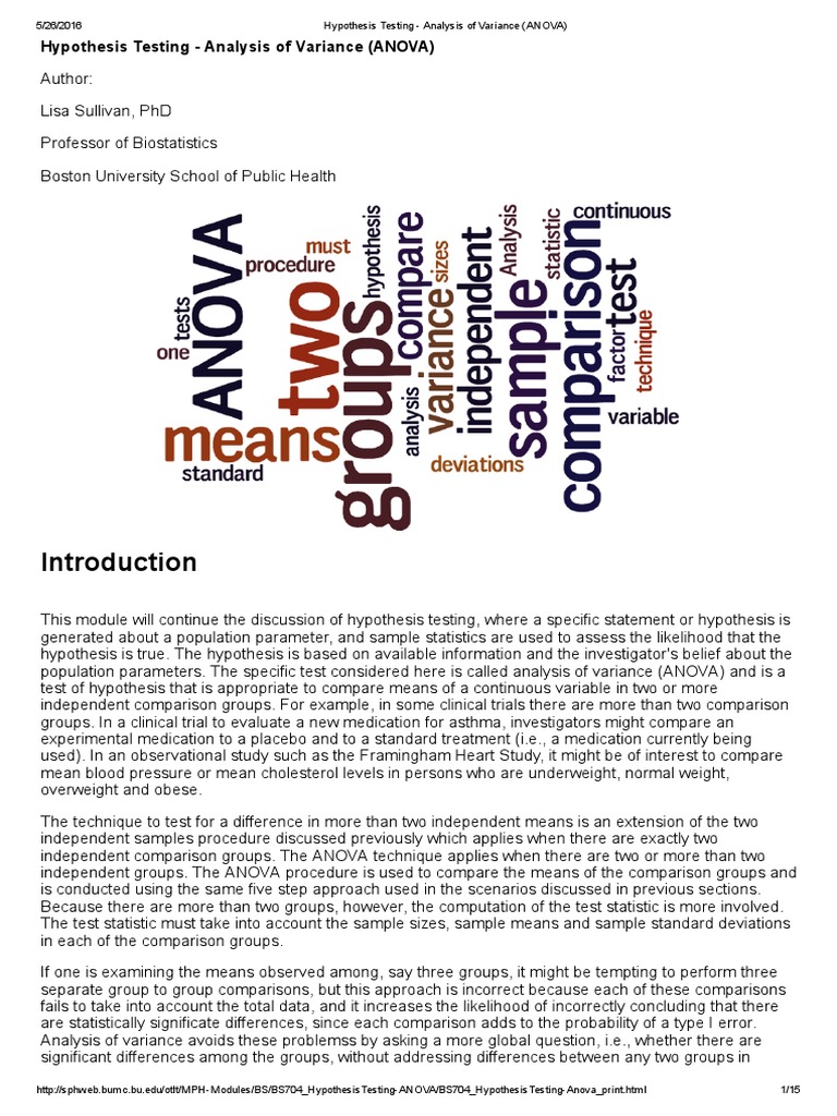 Anova Test PDF | PDF | Analysis Of Variance | Errors And Residuals