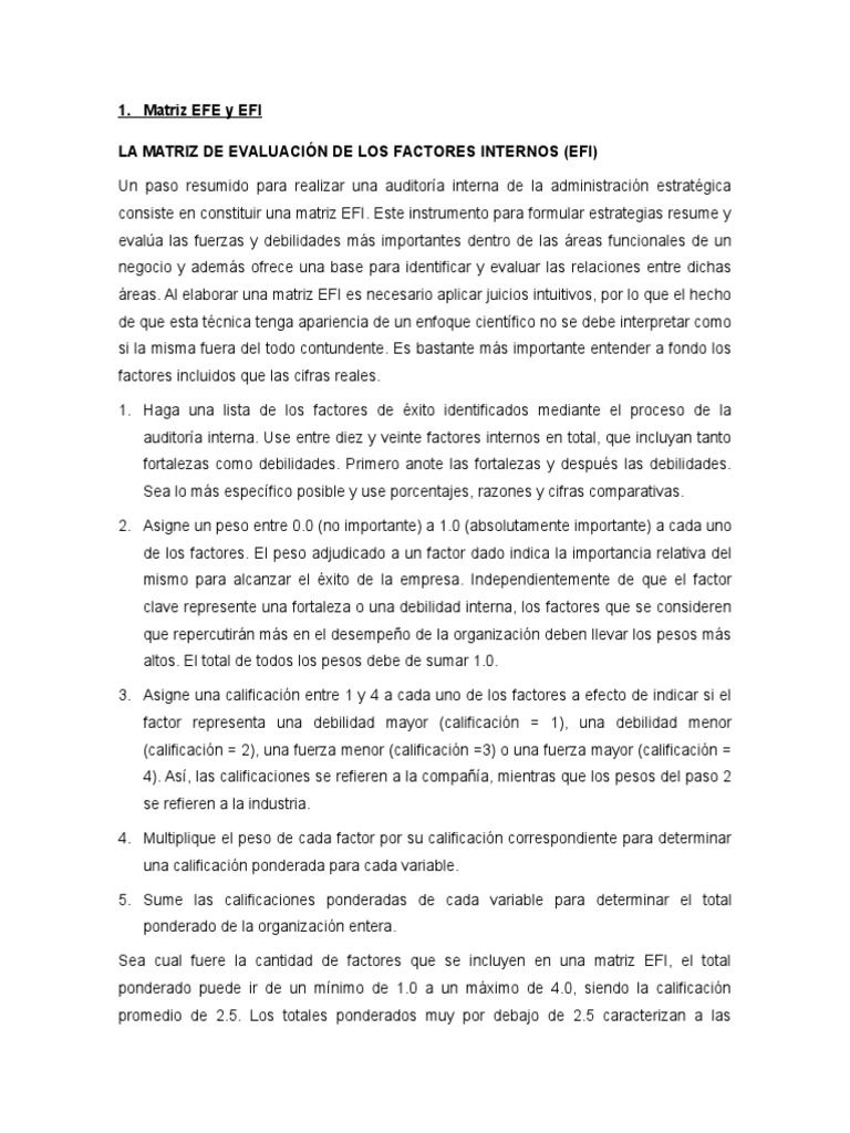 Matriz Efe y Efi | Coca Cola | Marca