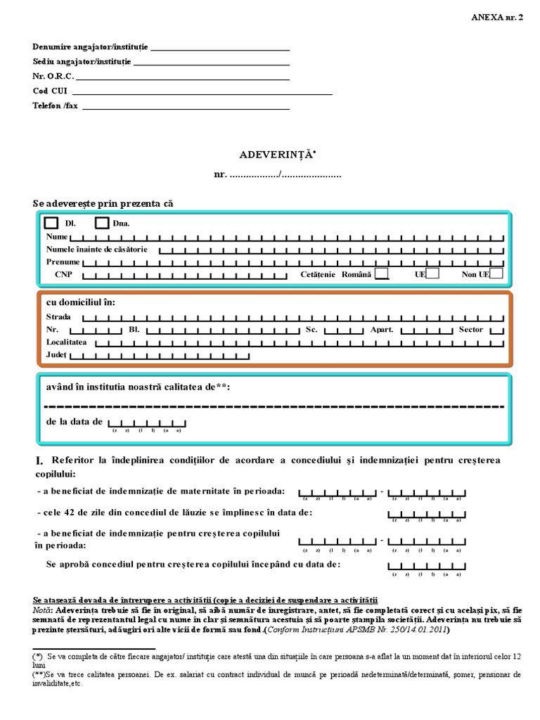 2.3 Anexa Nr.2 - Adeverinta Angajator | PDF