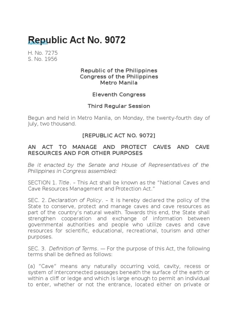 Republic Act No. 9072 | PDF | Government | Conservation