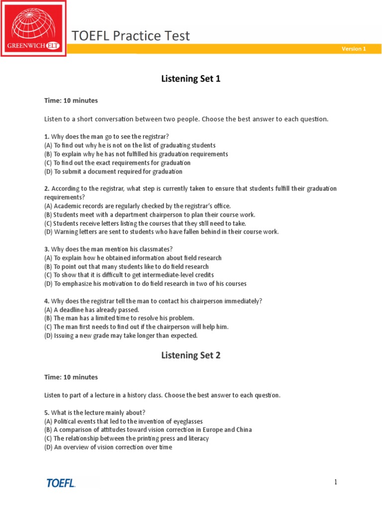 Listening and Reading Comprehension Tests | PDF | Mediterranean Sea ...