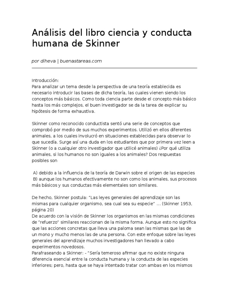 Análisis Del Libro Ciencia Y Conducta Humana De Skinner Pdf