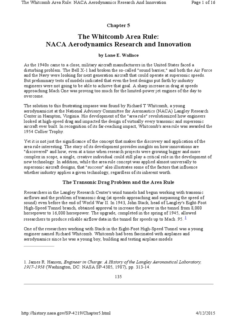 Area Rule Richard Whitcomb PDF | PDF | National Advisory Committee For ...