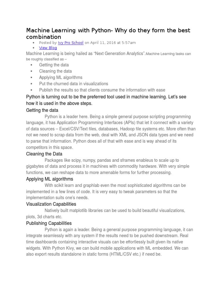 Machine Learning With Python | PDF | Python (Programming Language) | Machine Learning