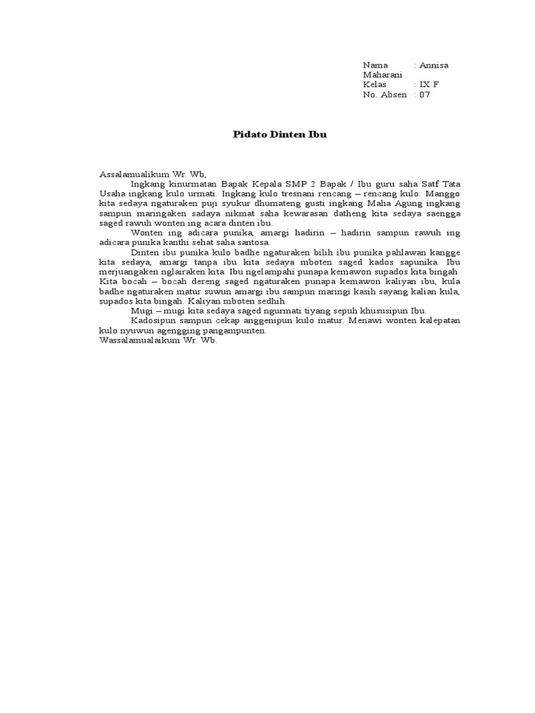 Pidato Dinten Ibu | PDF