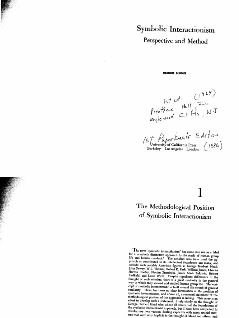 1969 Blumer - Symbolic Interactionism PDF | PDF