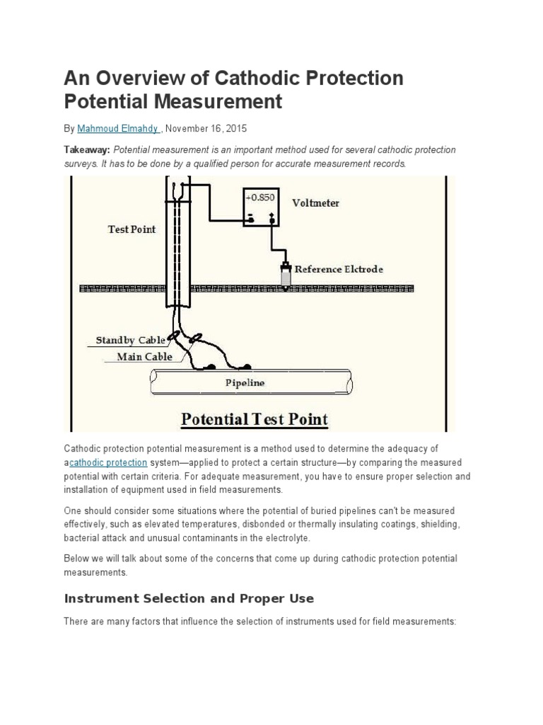 An Overview of Cathodic Protection Potential Measurement | Chemistry ...