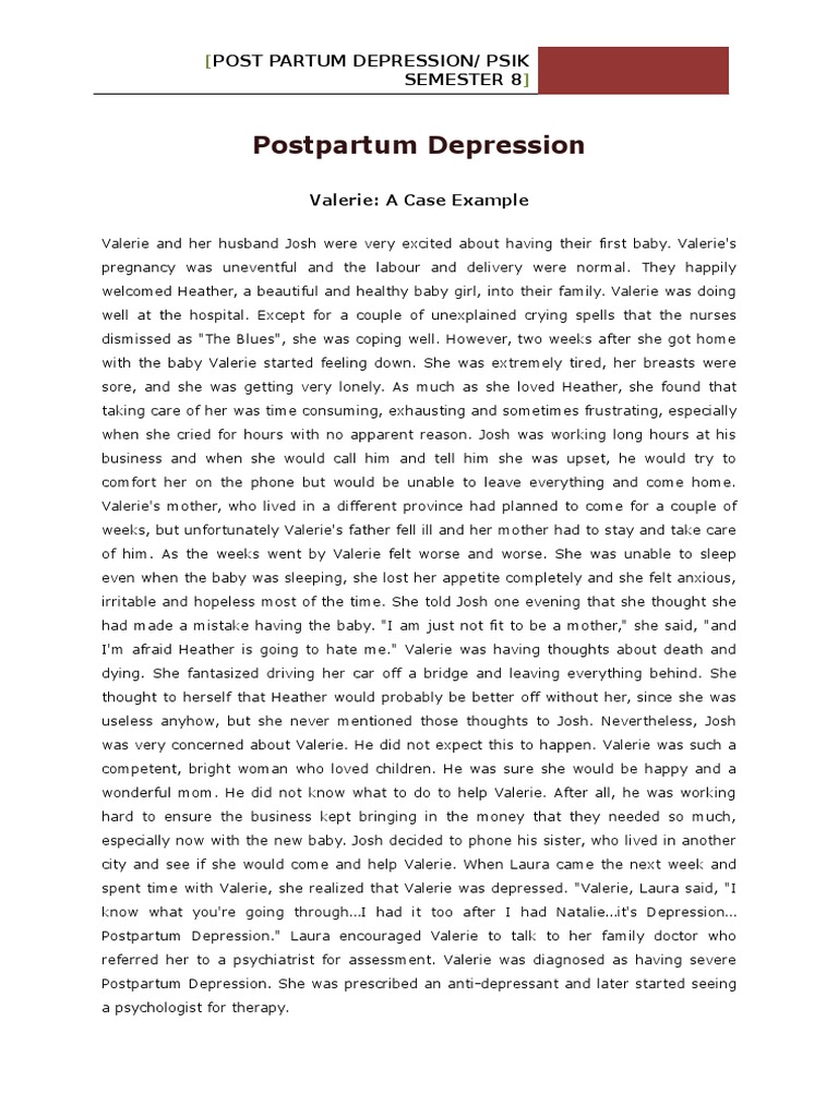 KASUS Postpartum Depression | PDF | Postpartum Depression | Childbirth