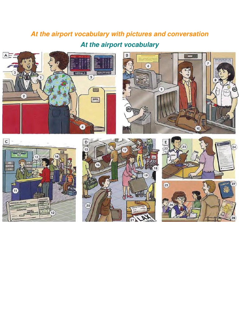At The Airport Vocabulary With Pictures and Conversation